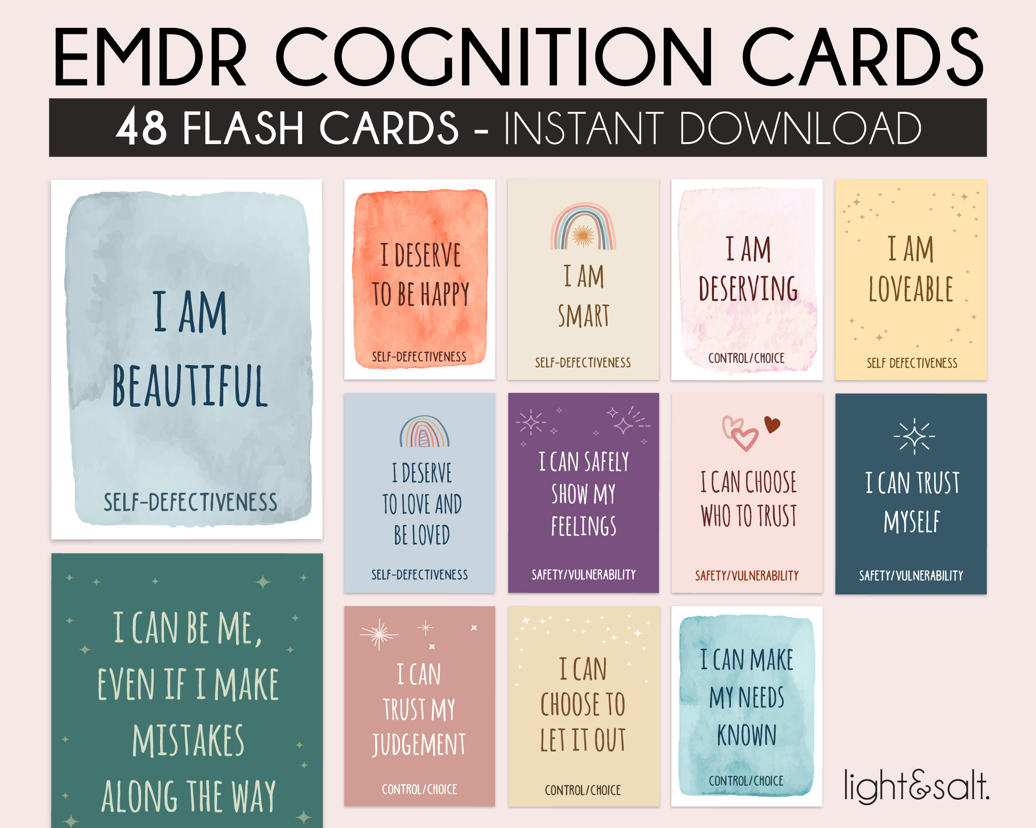 EMDR Cognition Cards Positive Thinking Cards Positive - Etsy