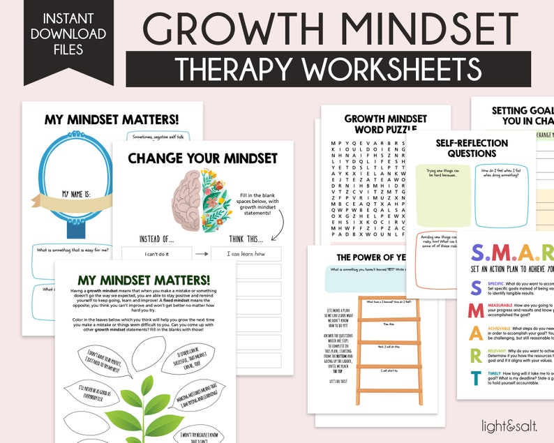 Growth Mindset Worksheets Challenging Negative Thoughts - Etsy