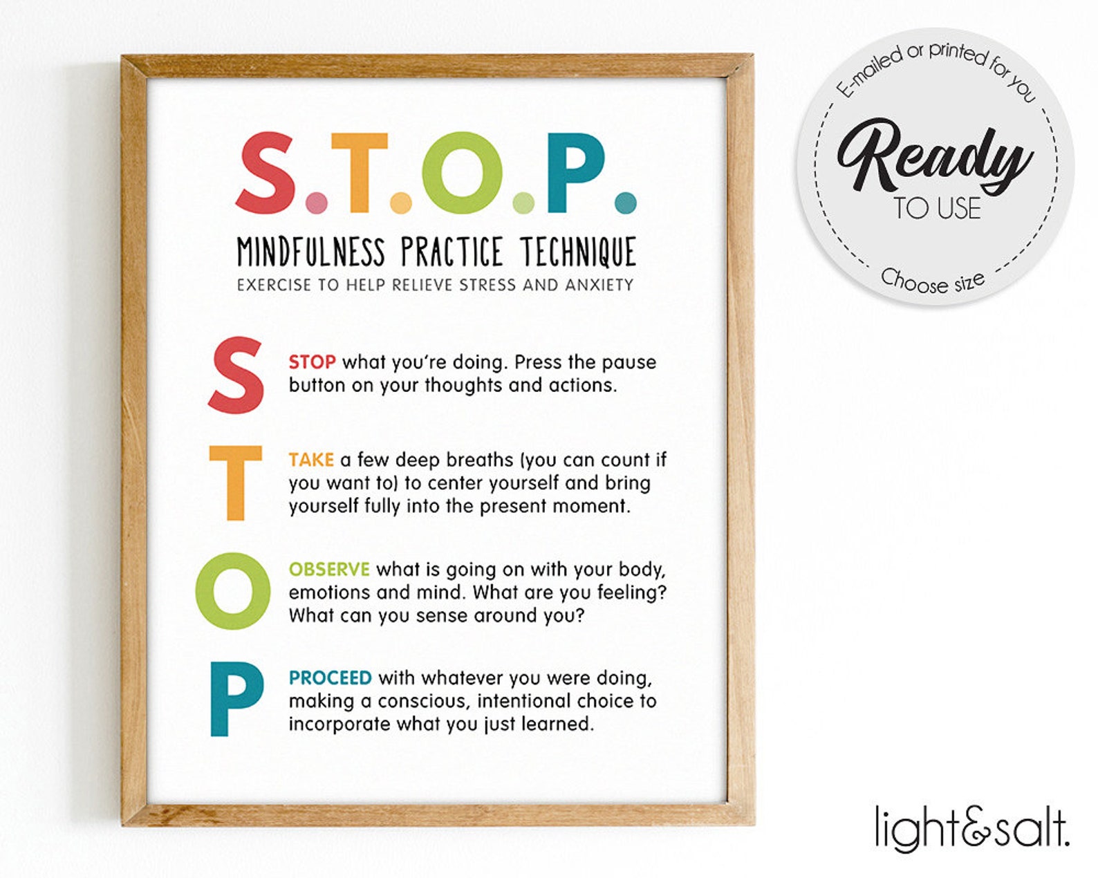 STOP Technique Stress and Anxiety Relief Mental Health - Etsy