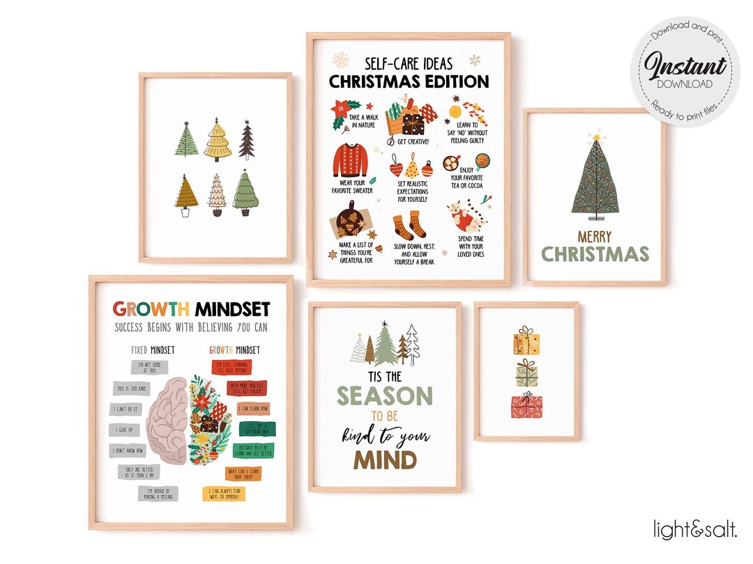 Christmas Printable Gallery Wall Art Set of 6, Christmas Art Prints ...