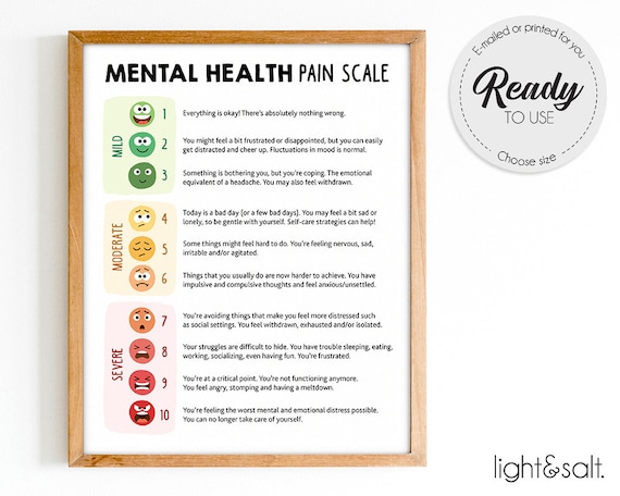 Mental Health Pain Scale Feelings Thermometer Feelings - Etsy UK