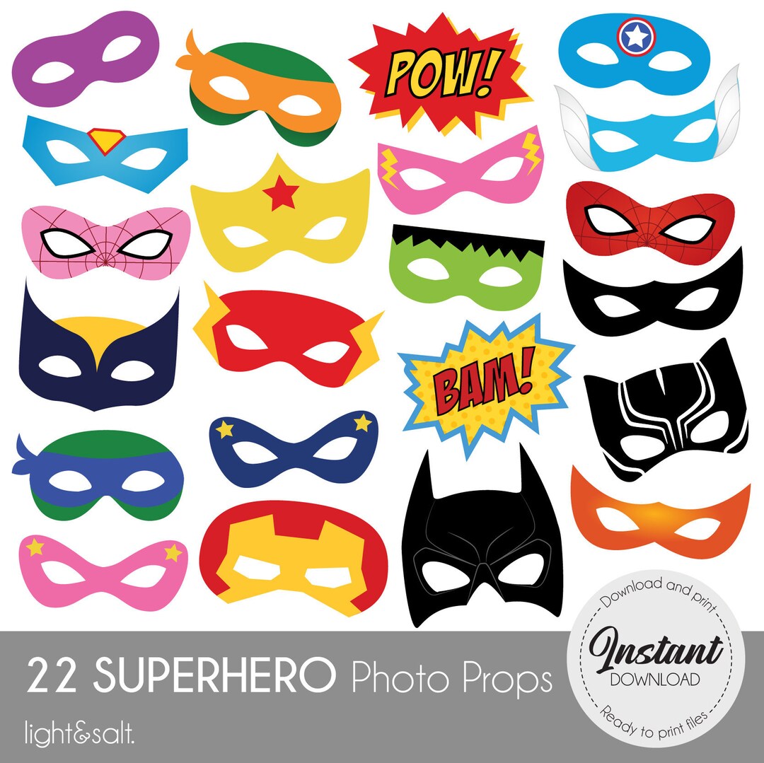 Superhero Photo Props, Superhero Photo Booth Props, Superhero Masks ...
