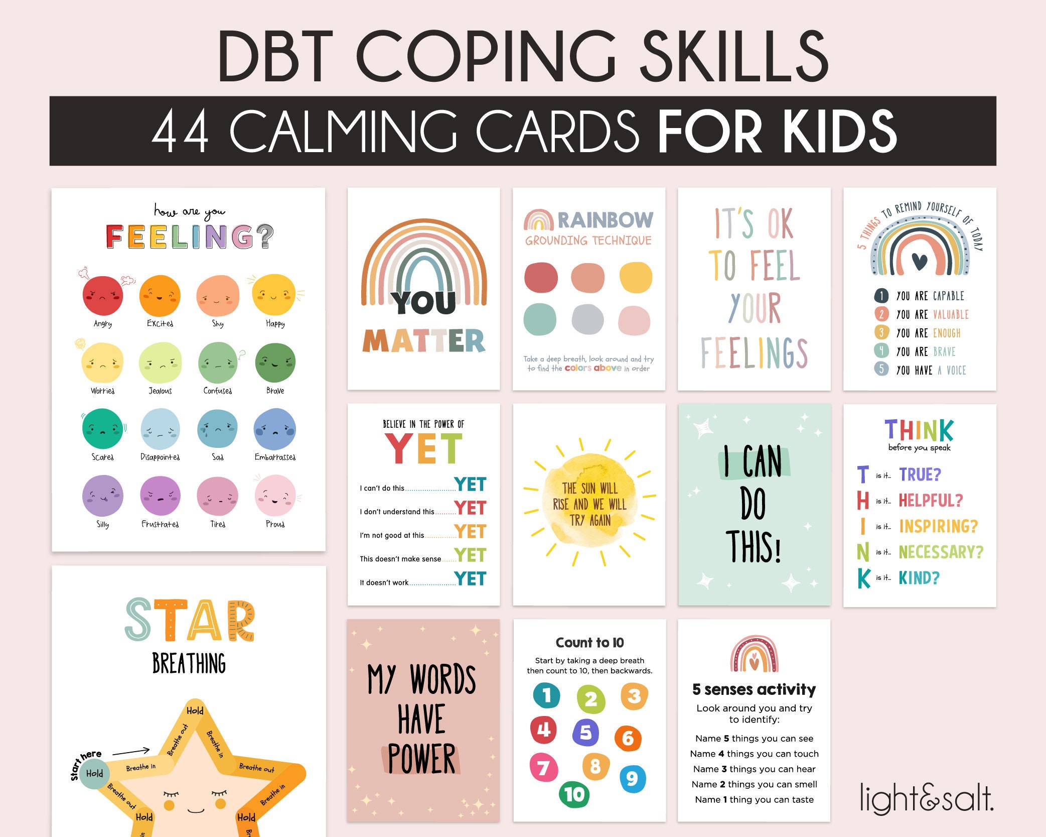 Kids Calm Down Coping Skills Cards Grounding Technique - Etsy