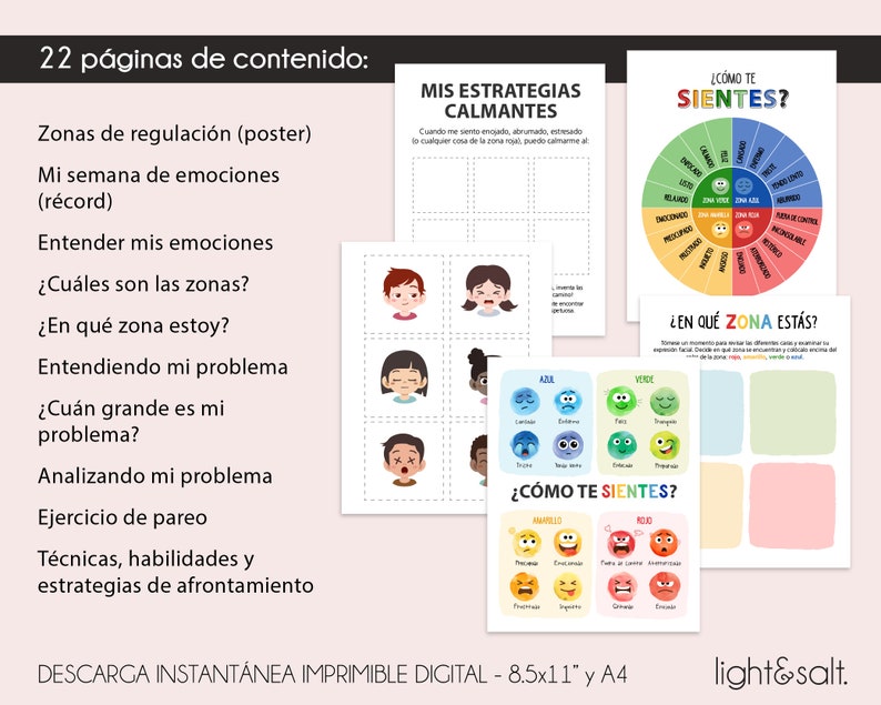 Spanish Emotional Regulation Worksheets, Zonas De Regulación, Social ...