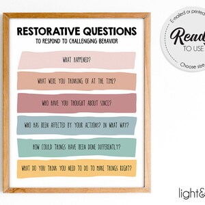 Restorative Justice Questions Growth Mindset Poster Therapy - Etsy UK