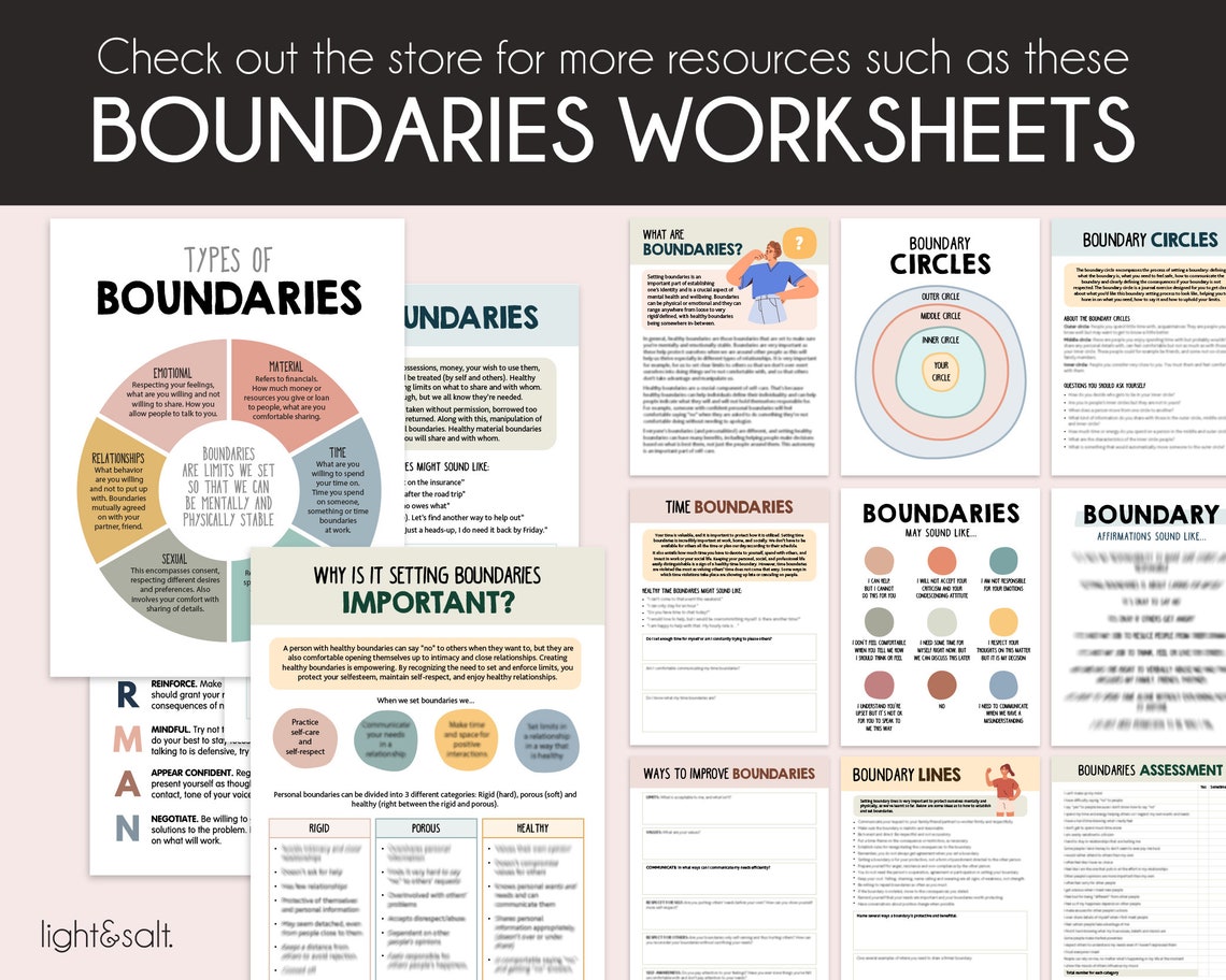 Boundaries Print, Mental Health Poster, Psychology Art, Therapy Office ...