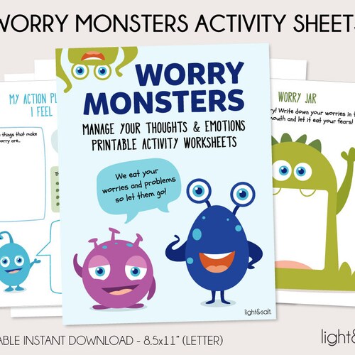 Worry Monster Activity Book Anxiety Worksheets Coping Skills - Etsy