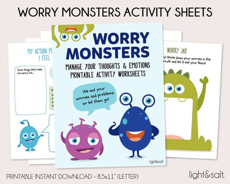 Worry Monster Activity Book Anxiety Worksheets Coping Skills - Etsy