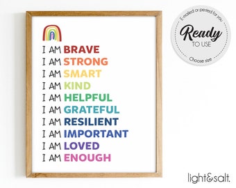 Daily Affirmations Poster Positive Affirmations for Kids - Etsy