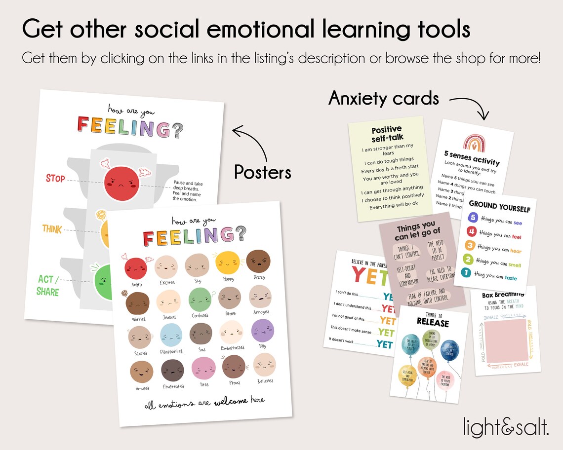 Feelings and Emotions With Coping Skills for Kids Therapy - Etsy