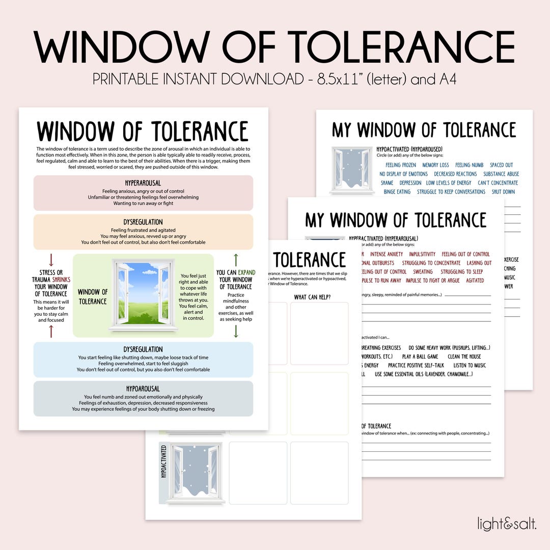Window of Tolerance Worksheet, Trauma Therapy, Social Emotional ...