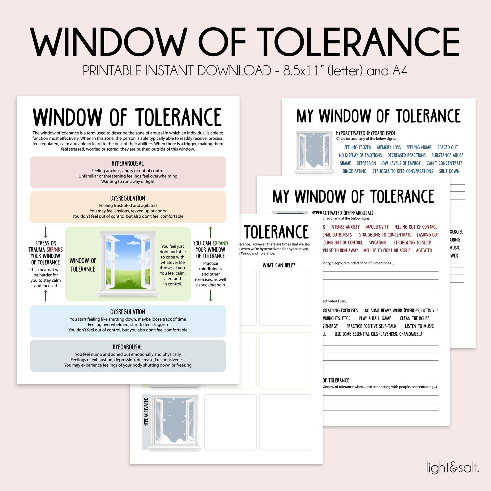 Window of Tolerance Worksheet, Trauma Therapy, Social Emotional ...