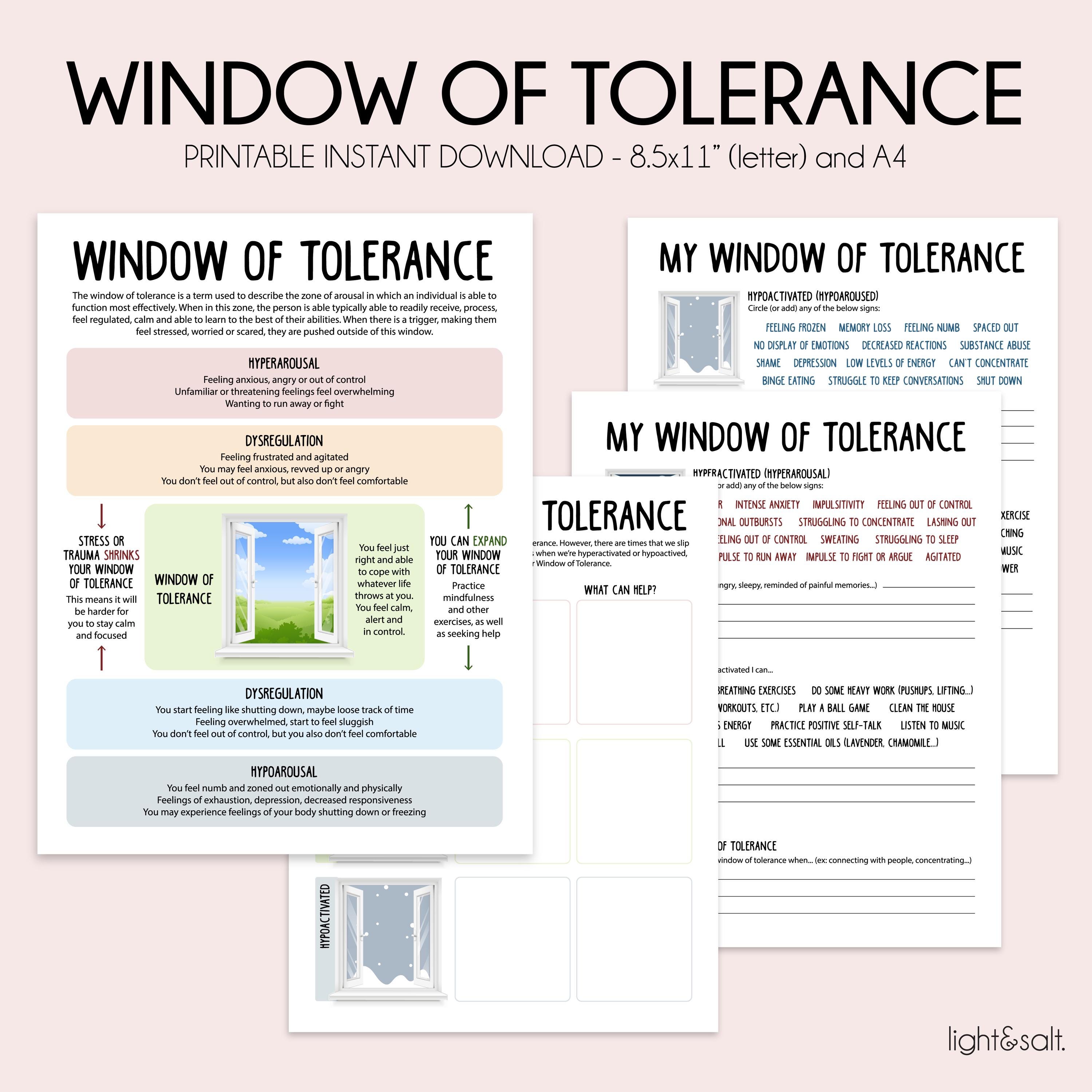 Window of Tolerance Worksheet, Trauma Therapy, Social Emotional ...