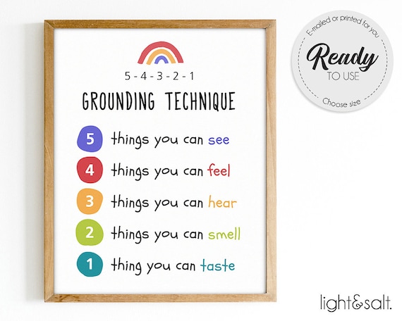 Grounding Technique Poster Anxiety Relief Mental Health | Etsy