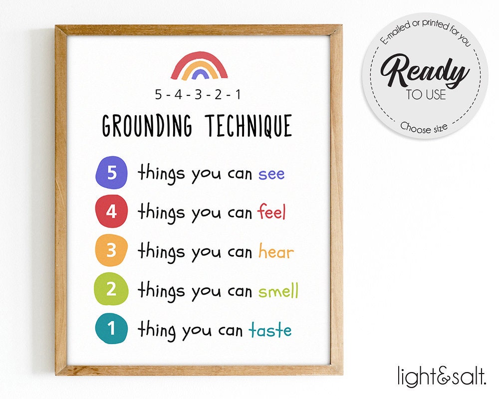 Grounding Technique Poster, Anxiety Relief, Mental Health Poster ...