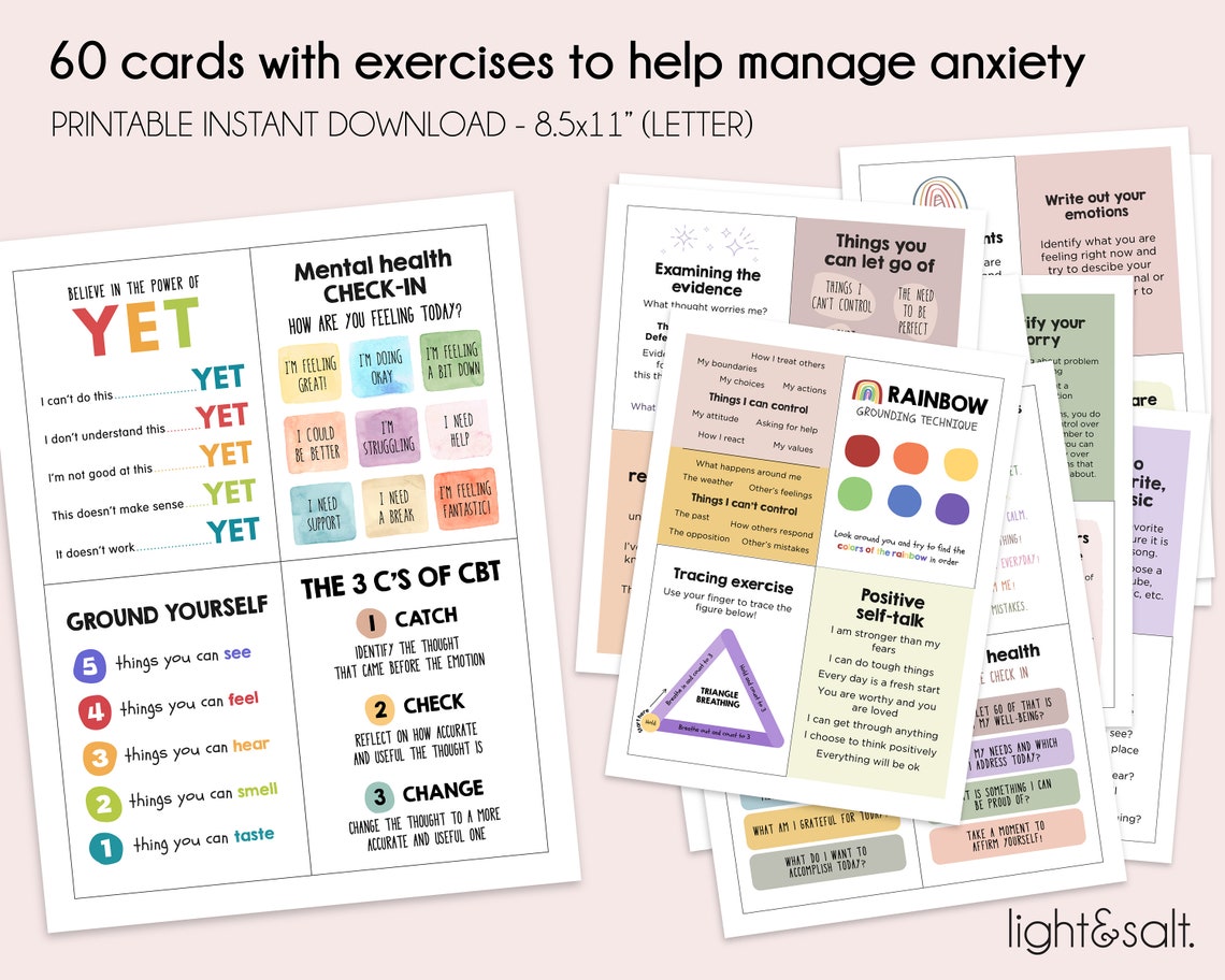Anxiety Coping Skills Cards Grounding Cards Anxiety Cards - Etsy