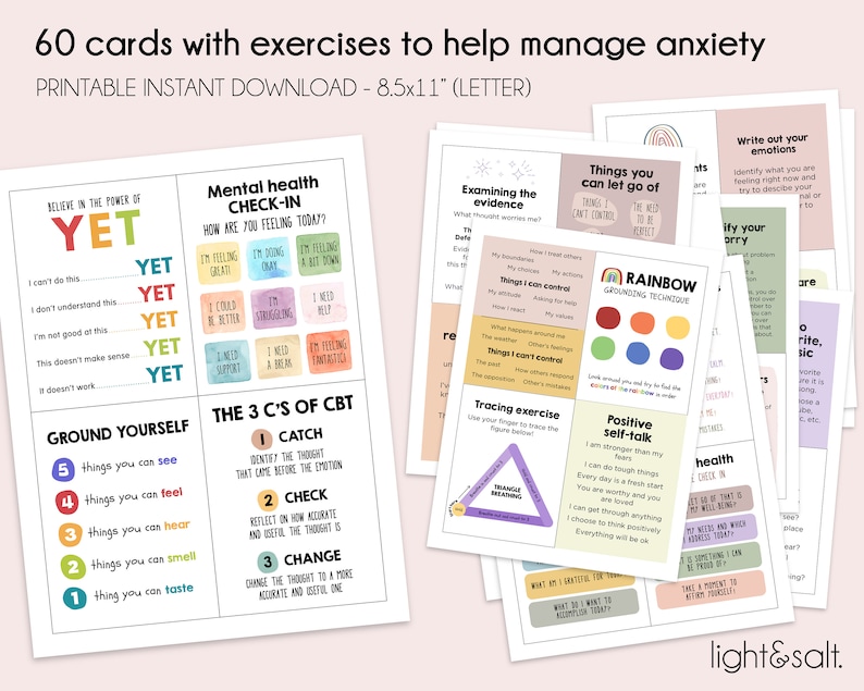 Anxiety Coping Skills Cards Grounding Cards Anxiety Cards - Etsy