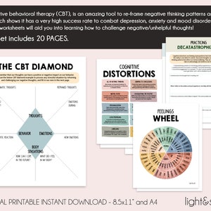CBT Workbook, Thought Challenging Worksheets, CBT Therapy, Cognitive ...