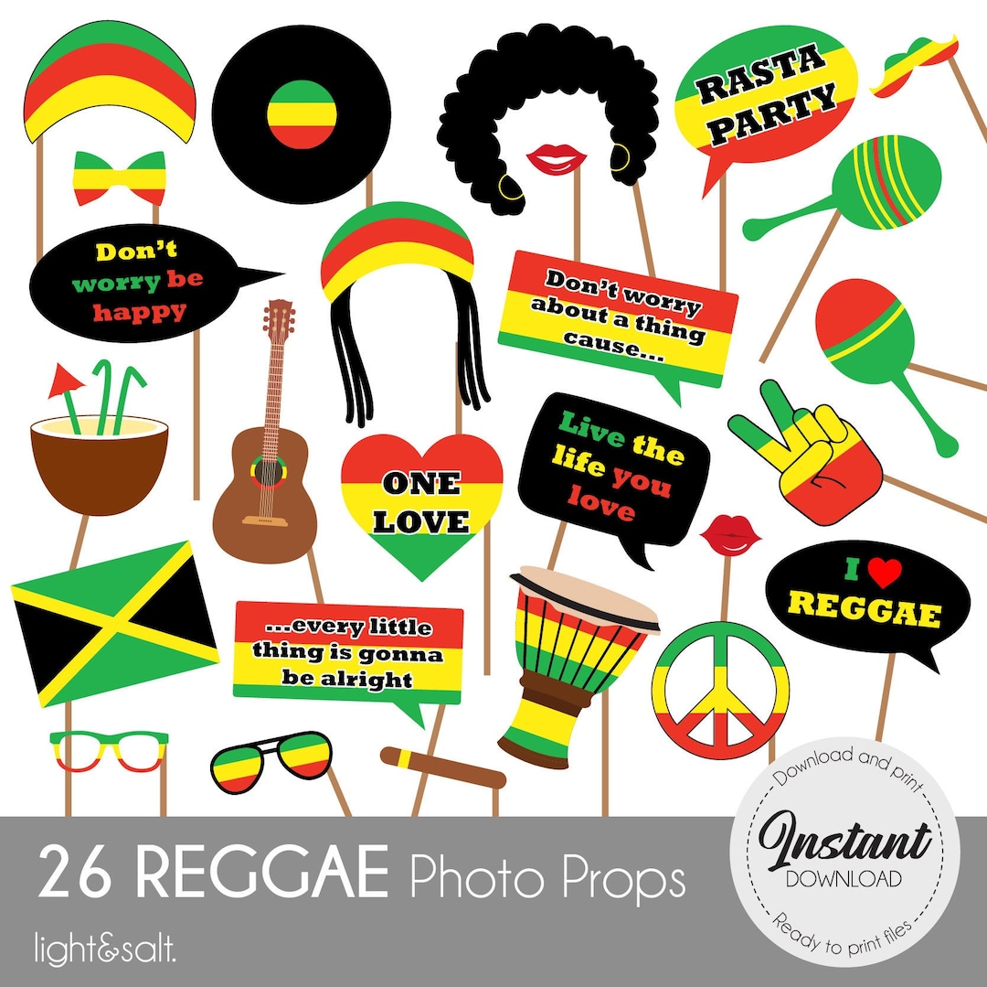 Reggae Photo Props, Reggae Photo Booth Props, Reggae Party, Roots Party ...