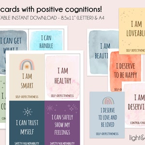 EMDR Cognition Cards, Positive Thinking Cards, Positive Beliefs, Coping ...