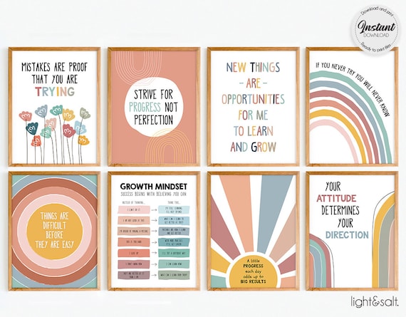 Growth Mindset Posters Set of 8 Mental Health Posters School - Etsy ...
