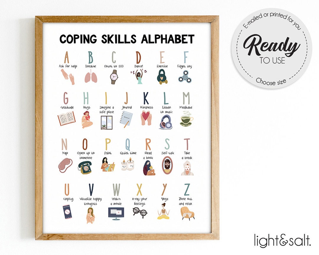 Coping Skills Alphabet Print, Self Care Checklist, Calm Down Corner ...