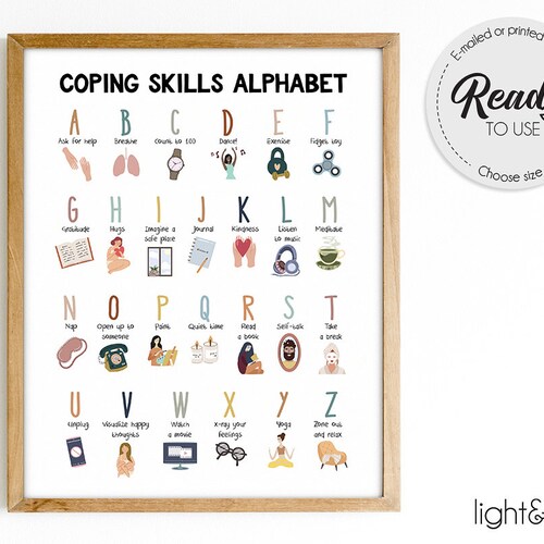 Coping Skills Alphabet Print Self Care Checklist Calm Down - Etsy