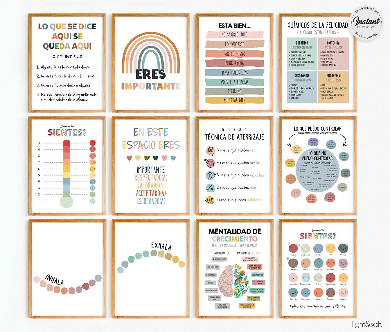 Spanish School Counselor Office Decor Set of 12 Posters, Mental Health ...