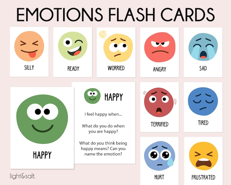 Emotions Flash Cards, Zones of Regulation Cards, Social Emotional ...