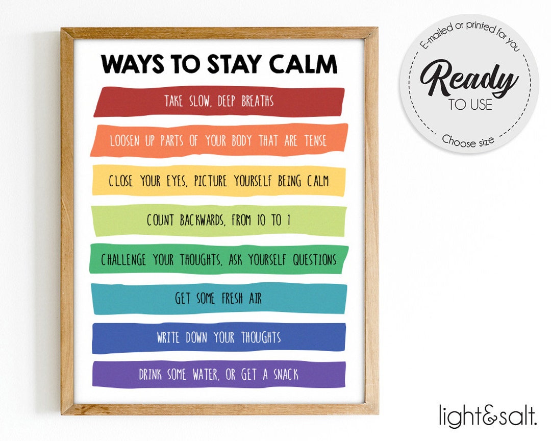 Ways to Stay Calm, Challenging Negative Thoughts Poster, Calming ...