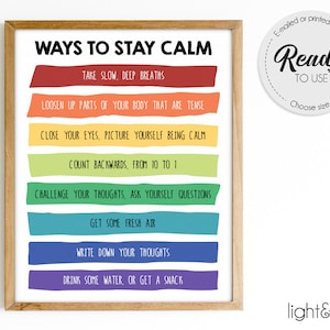 Ways to Stay Calm, Challenging Negative Thoughts Poster, Calming ...