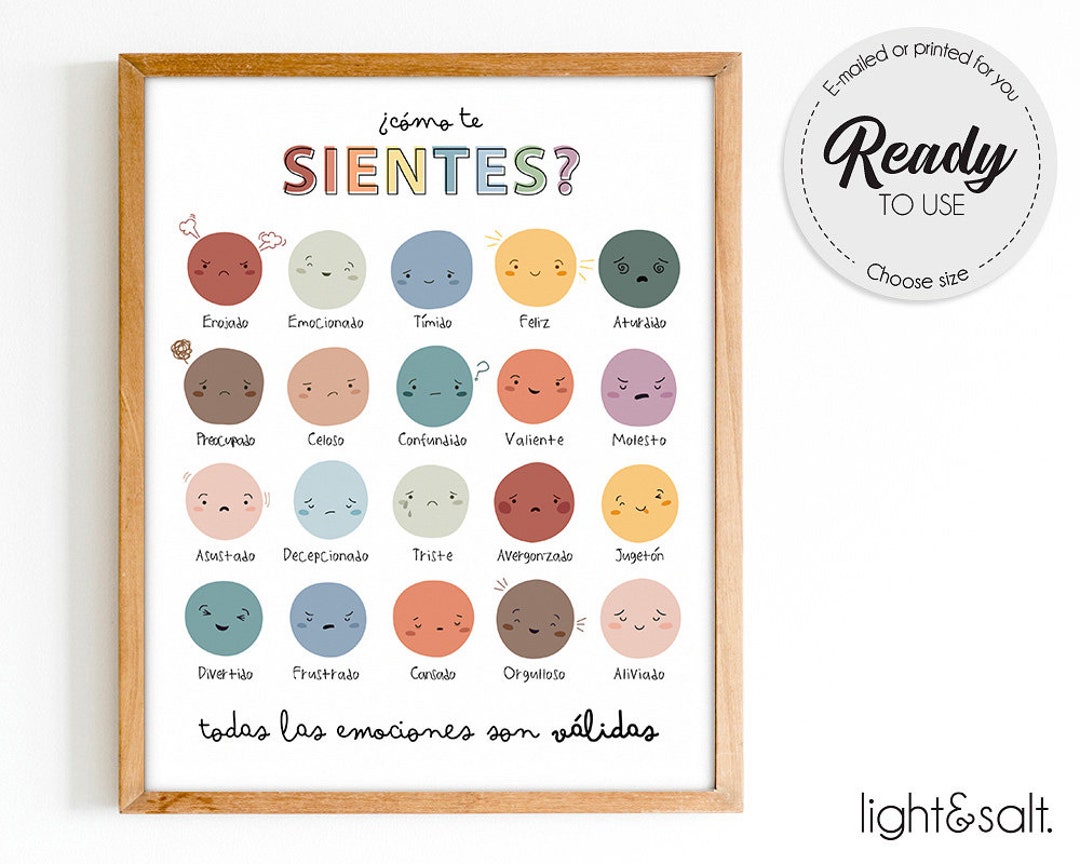 Spanish Feelings Poster, All Feelings Are Valid, Feeling Chart, Mood ...