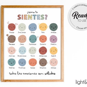 Spanish Feelings Poster, All Feelings Are Valid, Feeling Chart, Mood ...