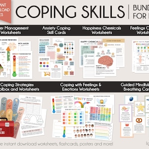 Coping Skills Bundle for Kids and Teens, Kids Anxiety Toolbox Bundle ...
