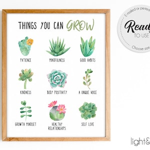 Things You Can Grow Poster, Self Growth Printable, Mental Health Poster ...