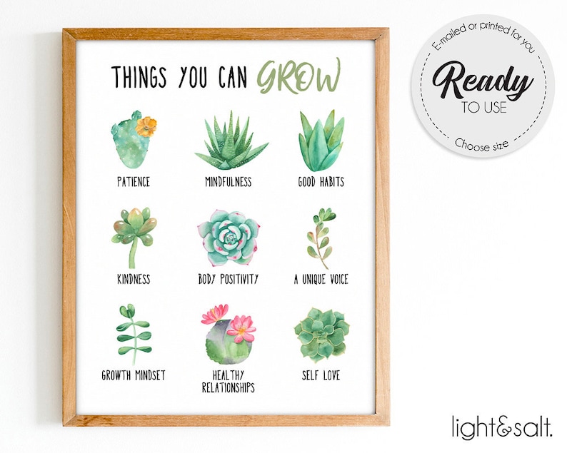 Things You Can Grow Poster, Self Growth Printable, Mental Health Poster ...