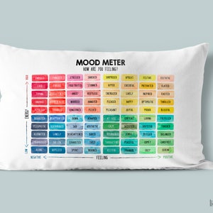 Mood Meter Pillow, Feelings Chart, Wheel of Emotions Throw Pillow Case ...