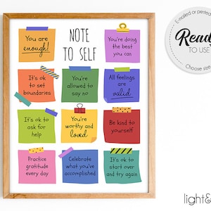 Note to Self Poster Self Care Poster Be Kind to Yourself - Etsy