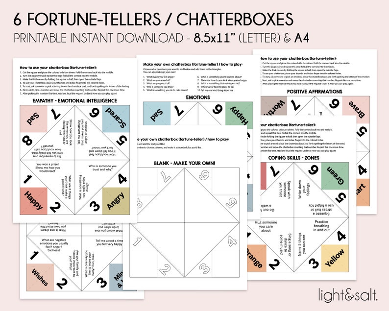 Social Emotional Learning Fortune Teller Kids Feelings - Etsy