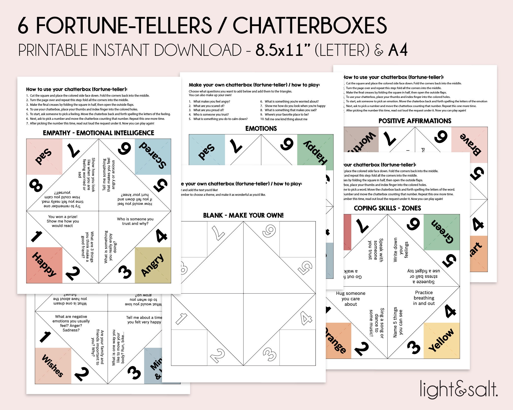 Social Emotional Learning Fortune Teller Kids Feelings - Etsy