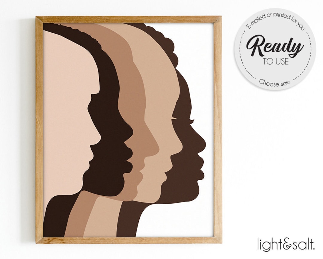 Diversity Poster, Abstract Faces Art, Feminism, All Are Welcome ...