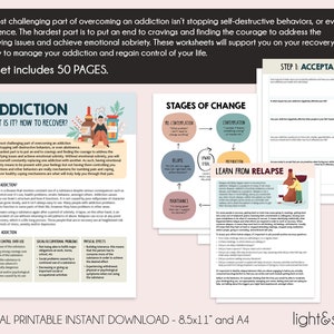 Sobriety Worksheets, Therapy Workbook, Addiction Recovery, Relapse ...