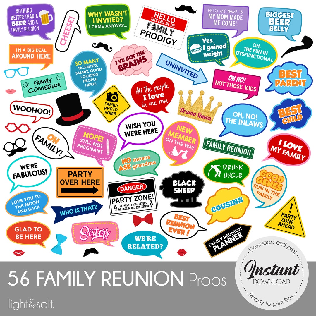 Family Reunion Photo Booth Props, Family Reunion Party, Family ...