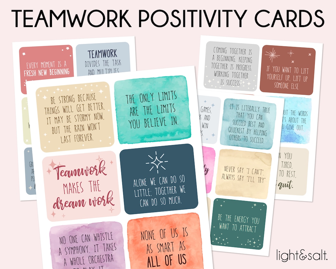 Teamwork Positivity Cards, Teamwork Quotes, Staff Positivity, Positive ...