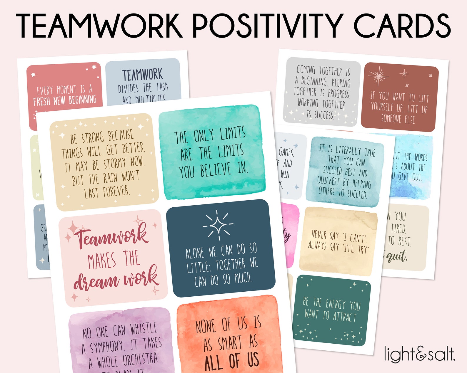 Teamwork Positivity Cards Teamwork Quotes Staff Positivity - Etsy