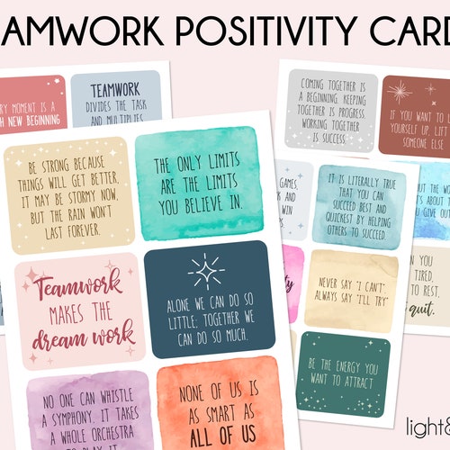 Teamwork Positivity Cards Teamwork Quotes Staff Positivity - Etsy