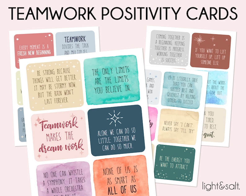 Teamwork Positivity Cards, Teamwork Quotes, Staff Positivity, Positive ...