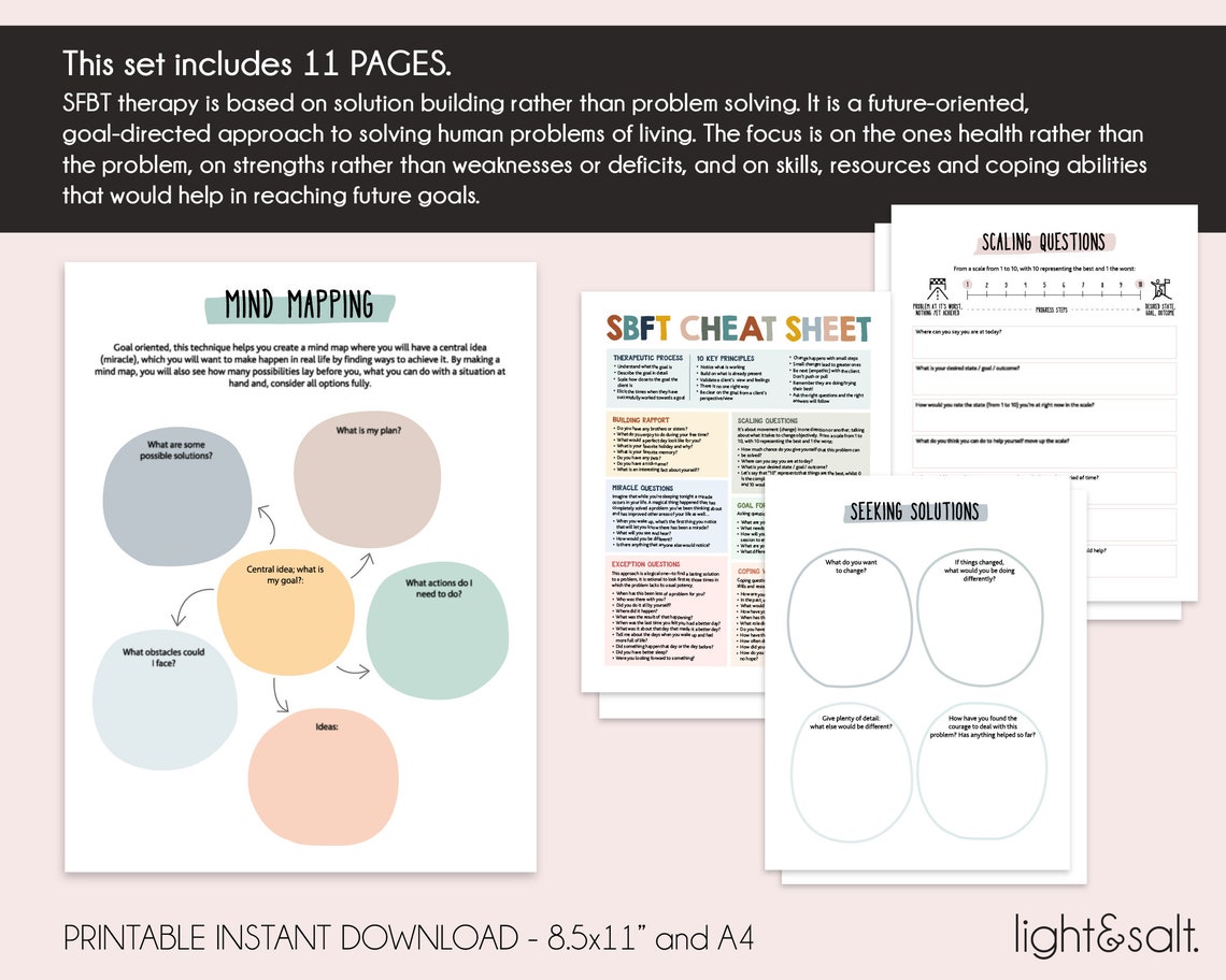 SFBT Solution Focused Therapy DBT Skills Therapy Worksheet - Etsy