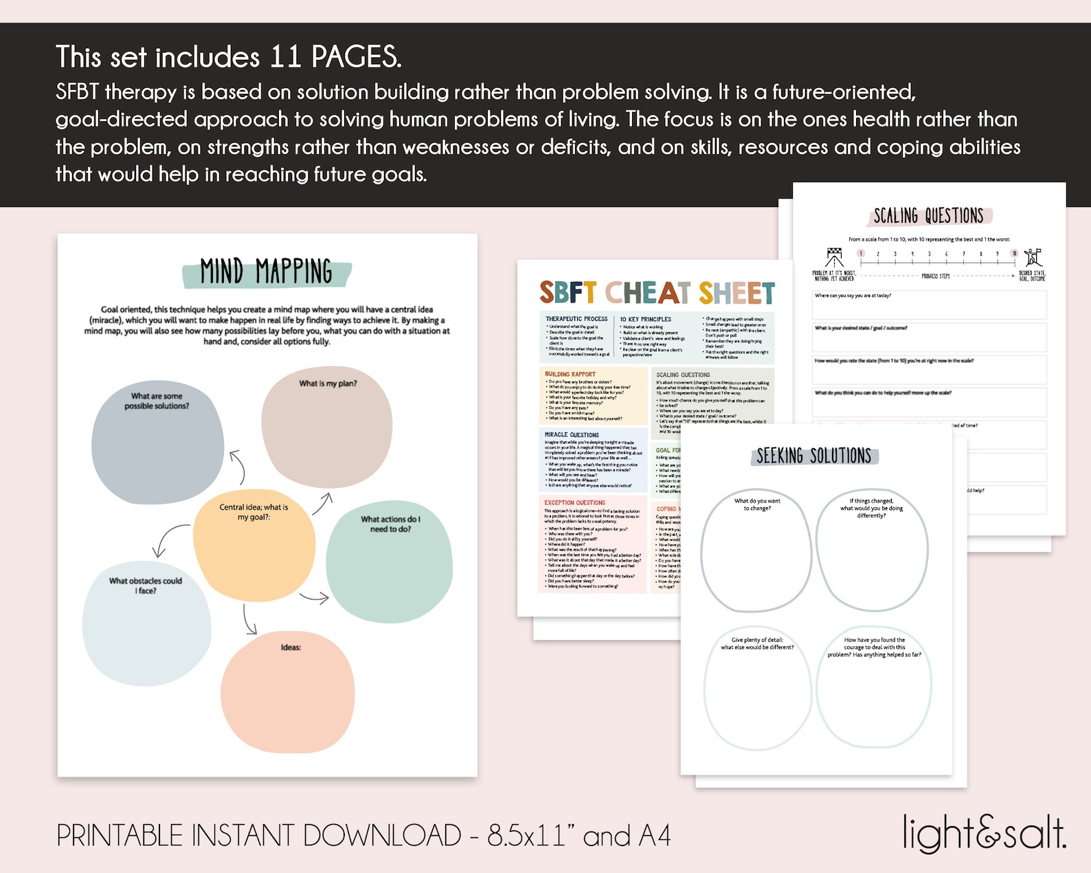 SFBT Solution Focused Therapy DBT Skills Therapy Worksheet - Etsy