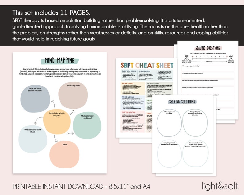 SFBT Solution Focused Therapy, DBT, Skills, Therapy Worksheet ...